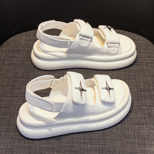 Genuine leather thick-soled sandals for women's summer outer wear 2024 ...