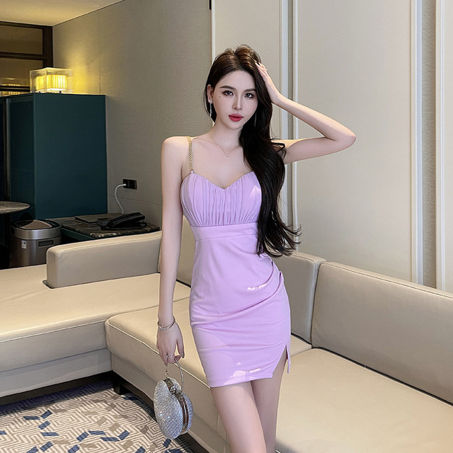 Muse goddess nightclub sexy V -neck band camisole dress shows thin bag ...