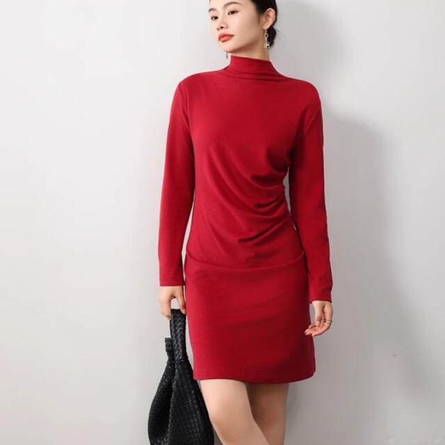 High-end German velvet temperament waisted mid-length dress for women ...