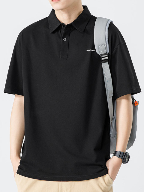 Luo Meng POLO shirt men's short-sleeved T-shirt summer thin trendy ...