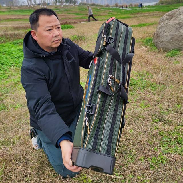 80cm waterproof imitation leather fishing gear bag double -opened hard ...