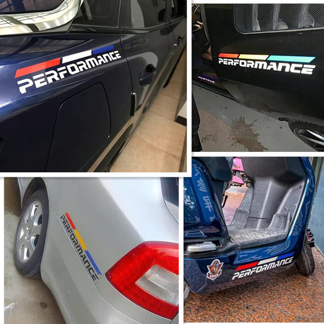 Car rear wing modified with decorative reflective stickers ...