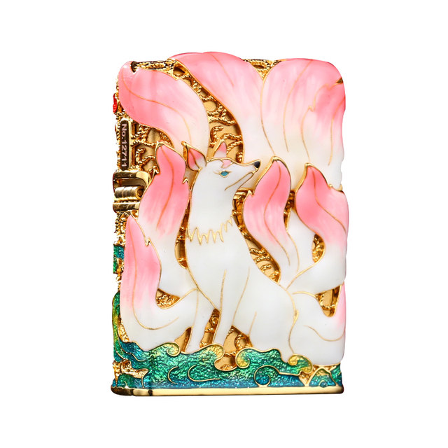 Genuine Zippo lighter Nine-tailed fox gold-plated filigree luminous ...