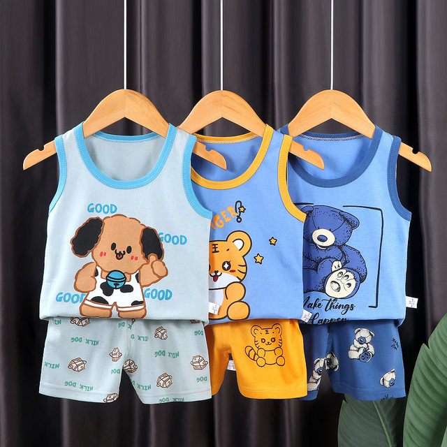 Refreshing summer 2024 new summer children's new vest two-piece set ...
