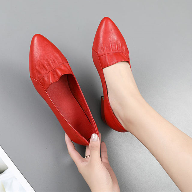 Genuine leather shallow-mouth single shoes for women 313233 special ...