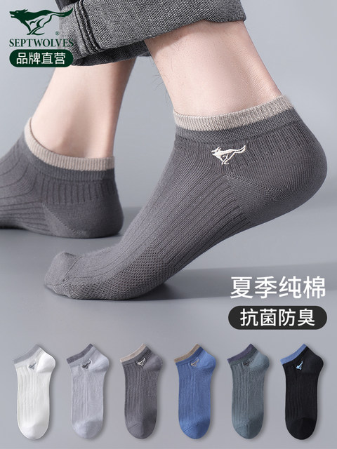 Seven Wolf Socks Men's Summer Pure Cotton All-Cotton Anti-odorant ...