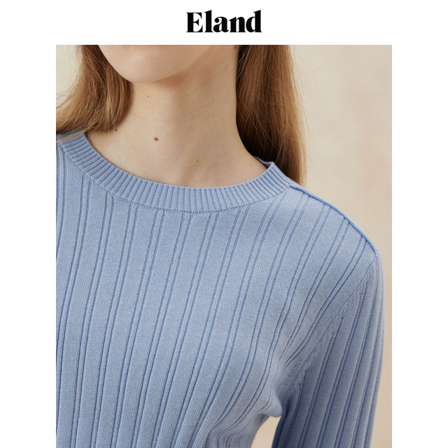 Eland Yilian Sweater Women's Ribbed Slim Sheep Wool Warm and ...