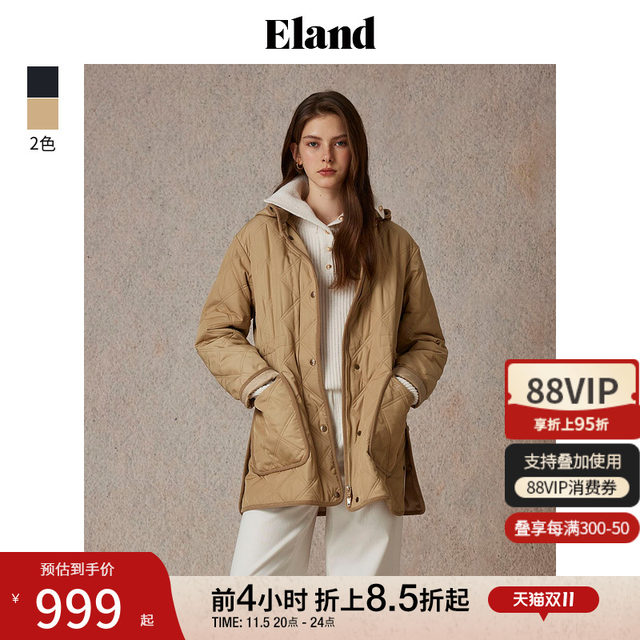 Eland women's warm turtleneck coat with detachable hood 24 new winter ...