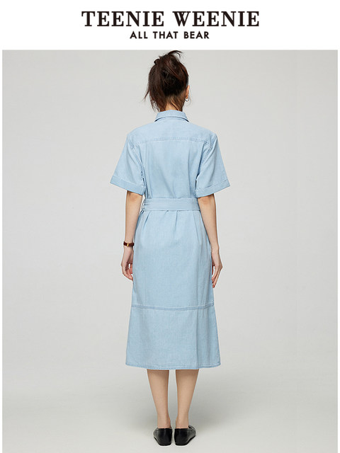 TeenieWeenie Bear Women's Denim Dress 2025 Summer New Simple Casual ...