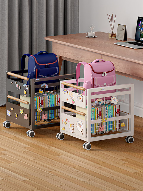 School bag storage rack movable trolley book storage rack home bag ...
