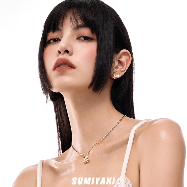 SUMIYAKI golden white mother-of-pearl twin butterfly earrings s925 silver needle earrings