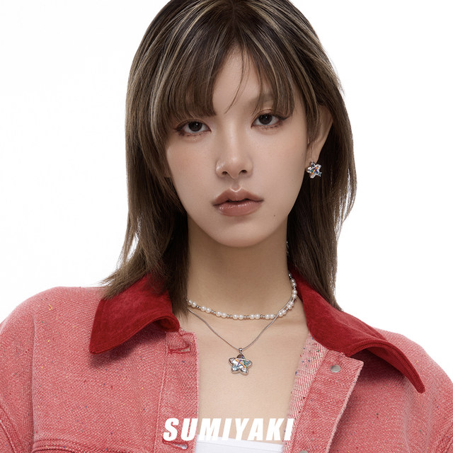 Sumiyaki woven star earrings Sweet and cool y2k earrings S925 silver needle earrings