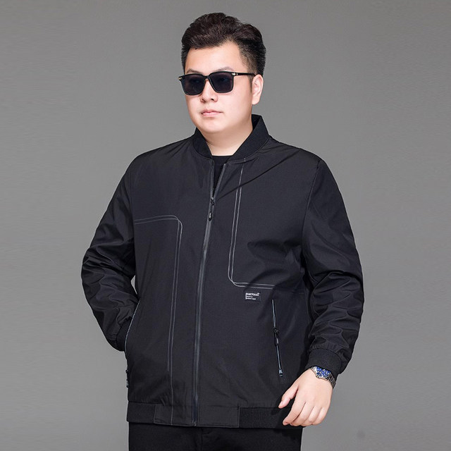 Chao Fat Men's Jacket Top Baseball Baseball Collar Adding Fat Character ...