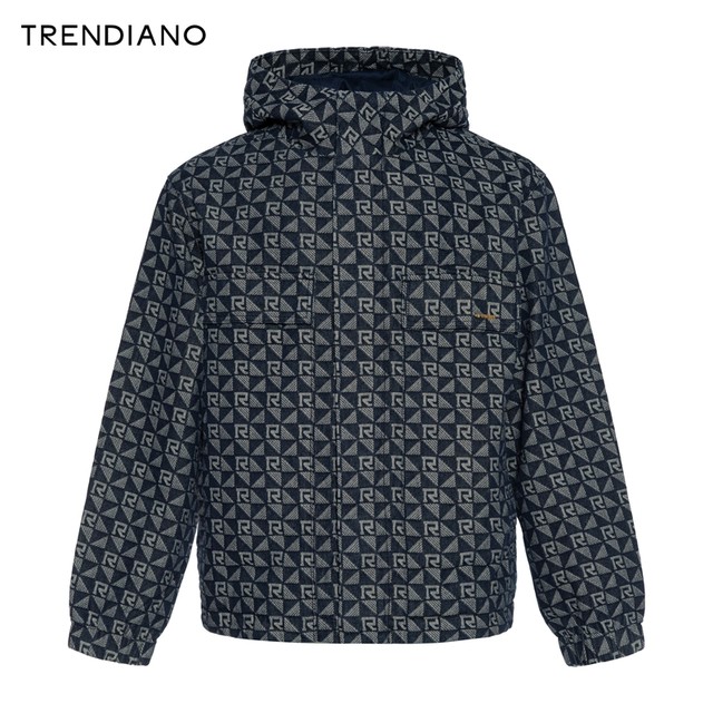 TRENDIANO official letter jacquard fashion micro wide hooded denim ...