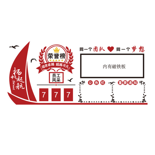 Office bulletin board wall stickers, culture, outstanding employees ...