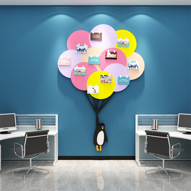 Office wall decoration, high-end corporate culture, employee style ...