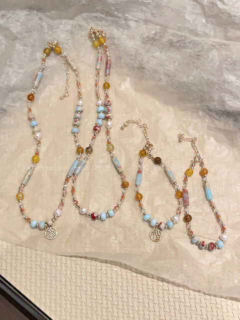 Ethnic style colorful beaded necklace clavicle chain women's new ...