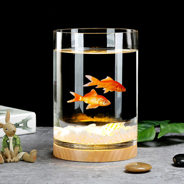 Thickened peacock glass fish tank office desk round small creative ...