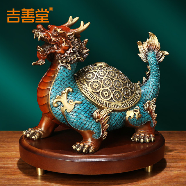 Jishantang Copper Dragon Turtle Ornaments Dragon Head Turtle Crafts Retro Home Entrance Study ...