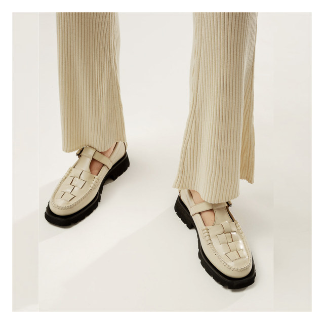 Niche designer style hereu square toe retro platform shoes thick-soled ...