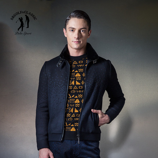 Double golf men's autumn and winter men's woolen jacket knitted men's ...