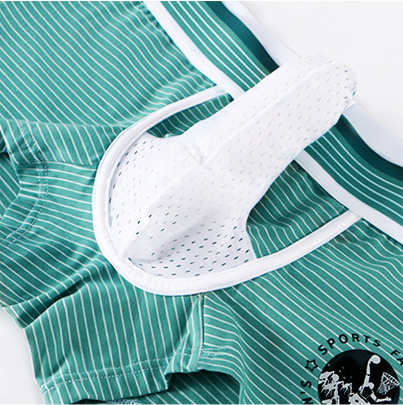 Men's striped mesh, elephant nose, pure cotton flat -angle panties, big ...