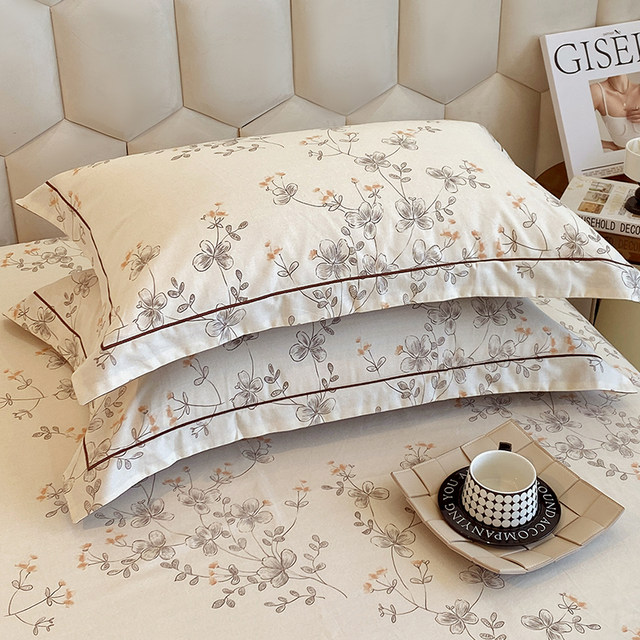 Pure cotton thickened brushed single pillowcase for home use, a pair of ...