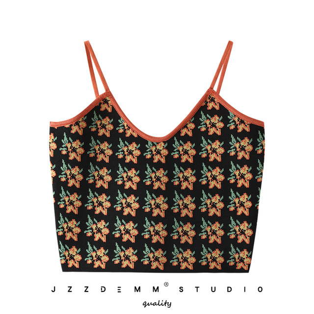 Flower Titania knitted suspender vest female 2022 Summer new fashion ...