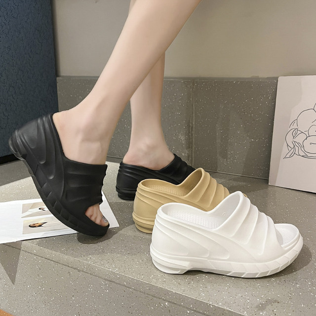 Slippers for women to wear outside in summer, thick soles, high heels ...