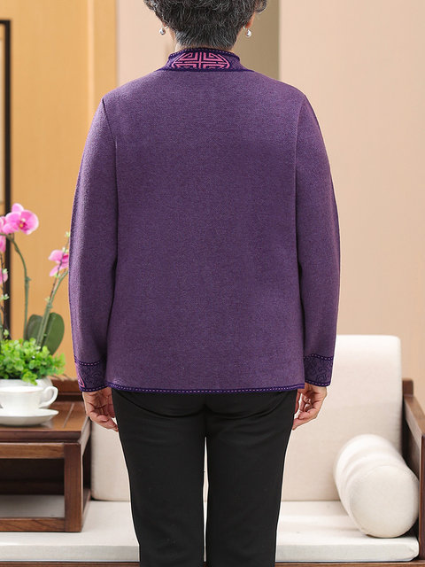 Hengyuanxiang grandma autumn knitted jacket top 2025 new style middle ...