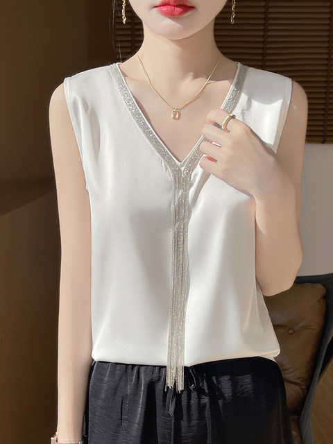 2025 Summer New Style V-Neck Camisole Women's Satin Sleeveless Sexy ...