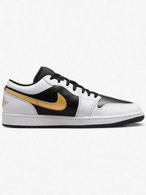 Nike men's shoes air Jordan 1 AJ1 white black gold hook low-top retro ...