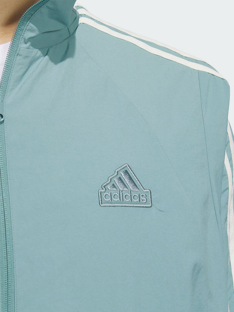 Adidas men's and women's outerwear 2024 autumn three-stripe stand-up ...