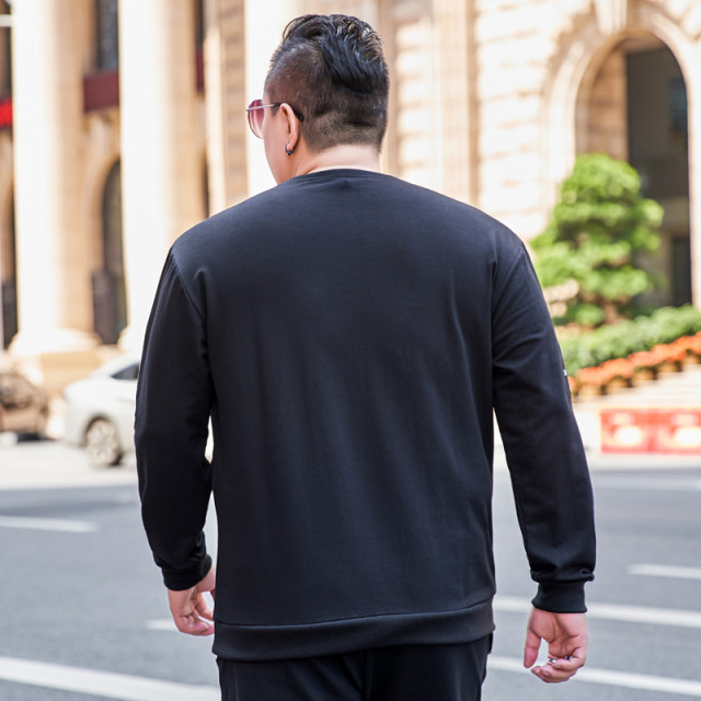 Bi Meng plus size men's fat loose casual long-sleeved sweatshirt autumn ...