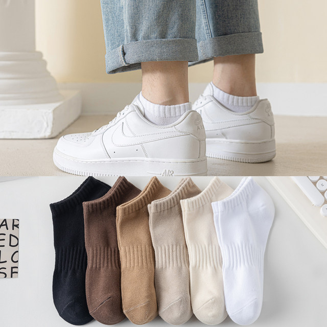 White socks men's pure cotton socks summer thin men's boat socks men's ...