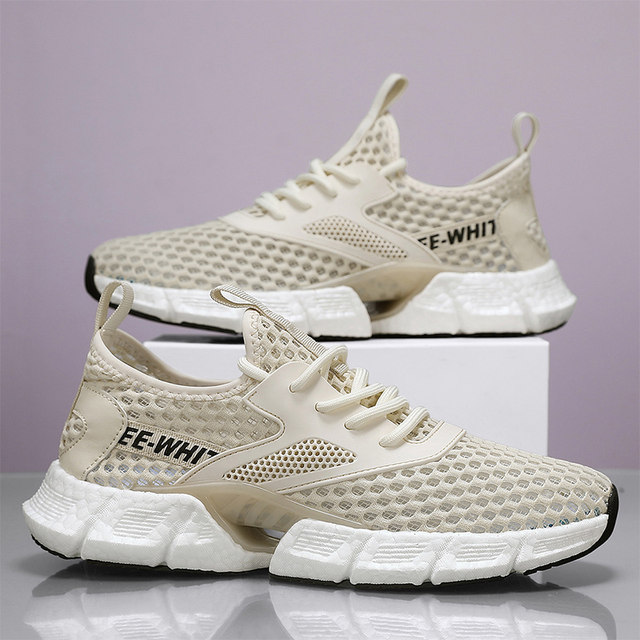 Popcorn men's shoes for summer breathable thin mesh mesh soft sole shock absorbing men's mesh ...