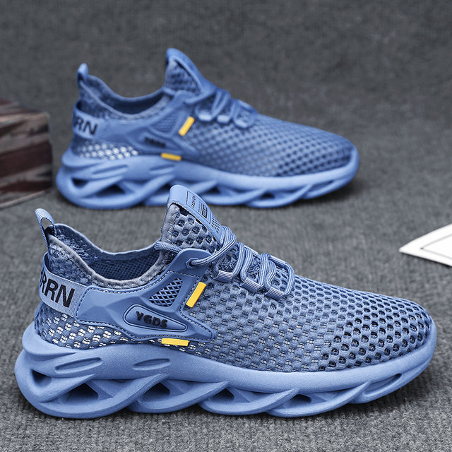 Mesh breathable men's shoes spring hollow thin mesh sports mesh shoes for teenagers running anti ...