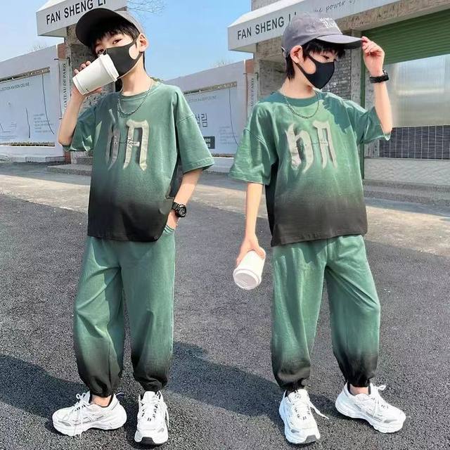 Summer suit boys short-sleeved children's clothing gradient loose new ...