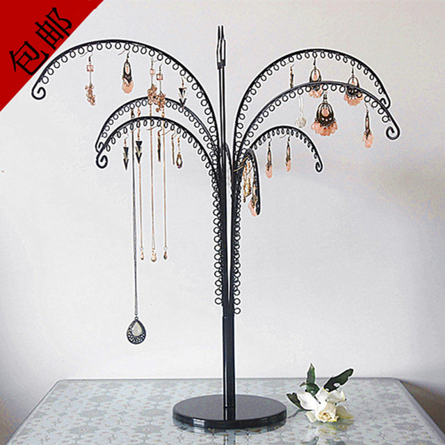 Porous large coconut tree desktop jewelry display stand earrings ...