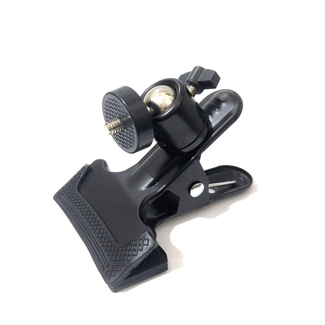 Spherical pan/tilt vigorously clamps metal pan/tilt clip camera flash ...