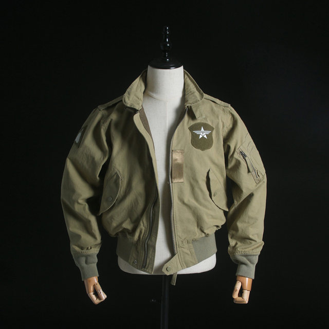 Air Force Jacket Short Washed Workwear Flight Suit Coat Vintage Ma1 ...
