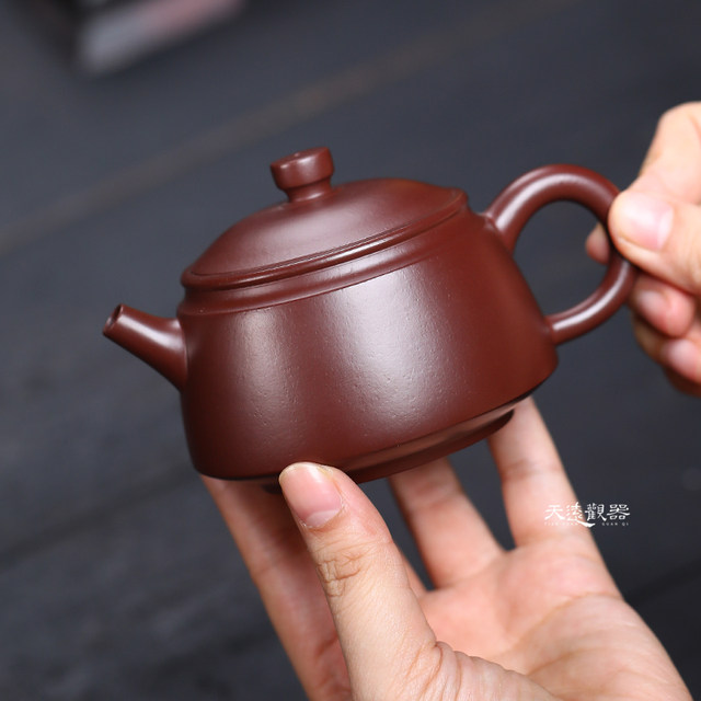 Yixing purple sand pot pure handmade Han tile pot purple vermilion mud ...