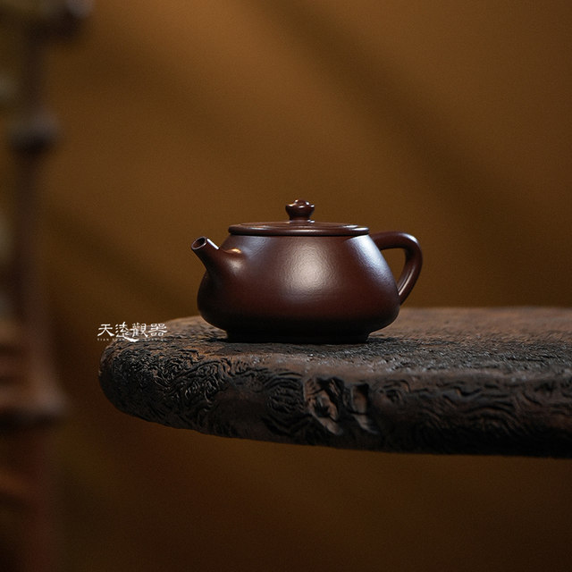 Yixing purple sand pot pure handmade stone scoop pot purple vermilion ...