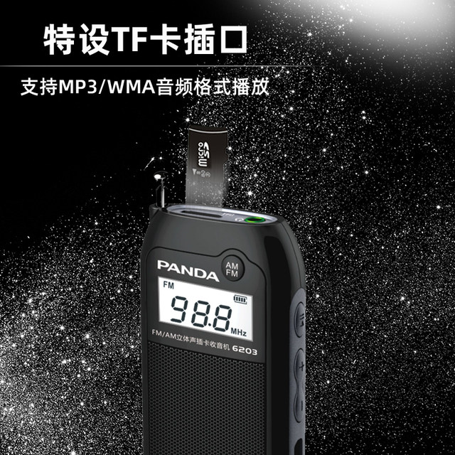 Panda 6203 mini FM stereo radio new charging card FM broadcast ...