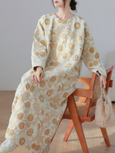 DU! Designer simple and high-end lamb fur robe dress original autumn ...