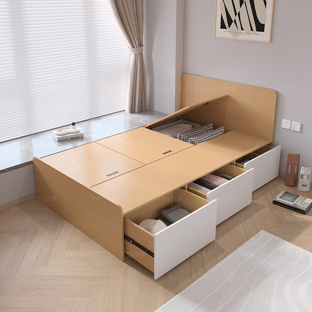 Customized small apartment single bed box second bedroom tatami bed ...