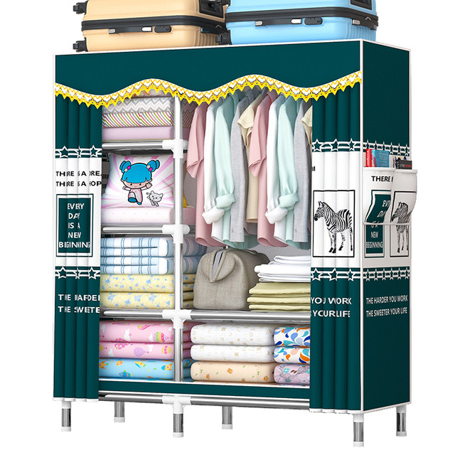 Simple cloth wardrobe home bedroom all-steel frame thickened high bold ...