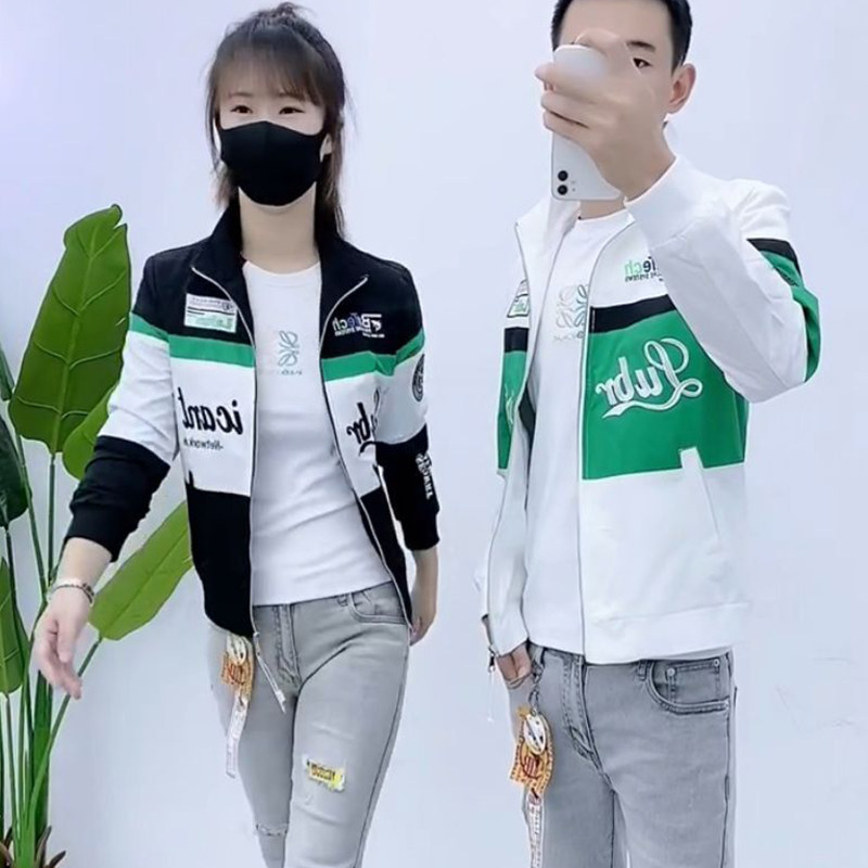 Men's coat spring and autumn youthful slim stand collar long sleeve popular men and women couple ...