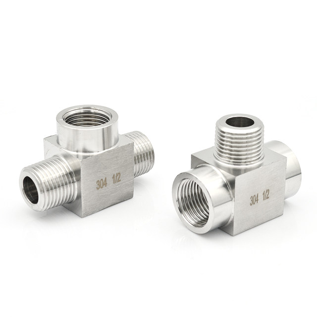 Stainless steel internal and external wire tee 4-point high-pressure ...