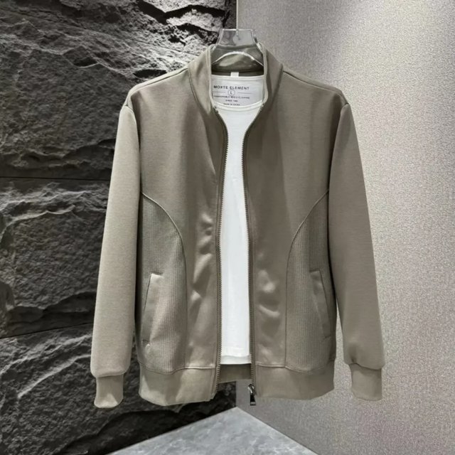 Autumn men's new spliced high-end solid color jacket, simple and ...